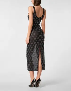 Philipp Plein Long Dress Monogram Strass