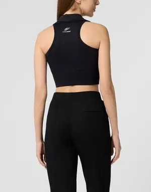 PLEIN SPORT Polo Neck Cropped Top Ps
