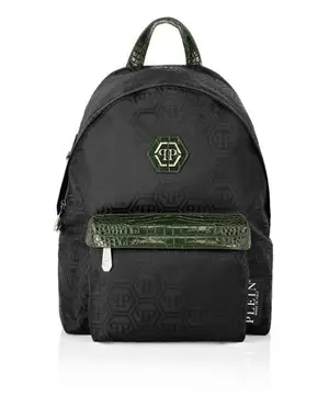 PLEIN SPORT Nylon Backpack Monogram - Black