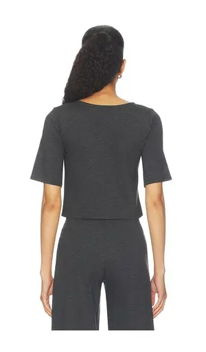 RIPLEY RADER Ponte Knit Cropped Short Sleeve Top - Charcoal