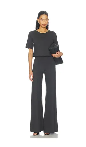 RIPLEY RADER Ponte Knit Cropped Short Sleeve Top - Charcoal