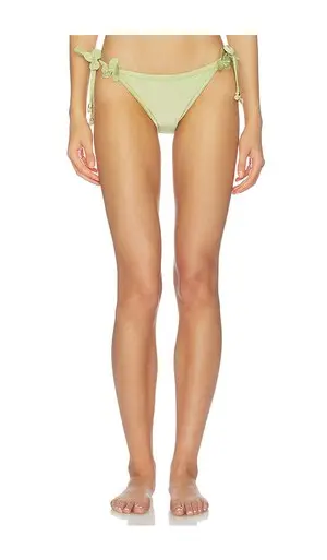 PatBO Floral Appliqué Bikini Bottom - Green
