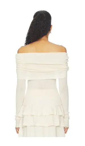 Susana Monaco Light Merino Off Shoulder Sweater In Cream