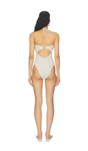 PatBO Halterneck Shirred One Piece Swimsuit