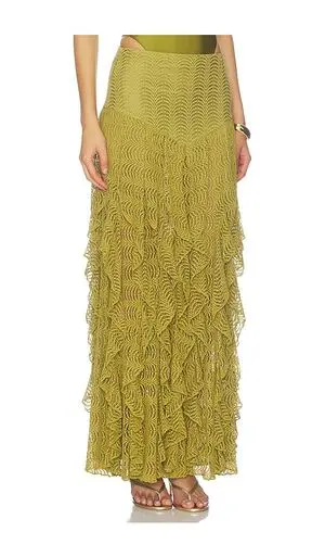 PatBO Petal Sheen Mesh Maxi Skirt