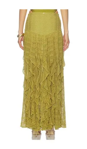 PatBO Petal Sheen Mesh Maxi Skirt