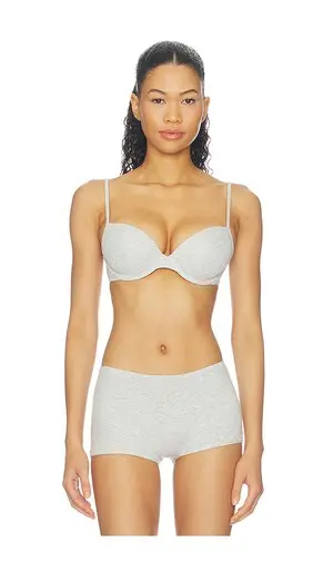 SKIMS Everybody Cotton Lightly Lined Demi Bra In Light Grey - Light Heather Grey