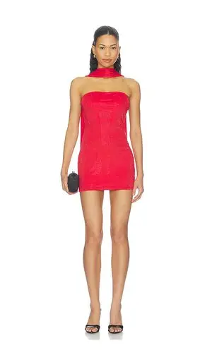 Superdown Strapless Mini Dress With Rhinestone Embellishments And Detachable Scarf