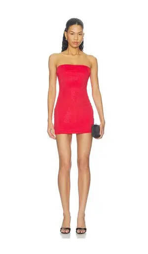 Superdown Strapless Mini Dress With Rhinestone Embellishments And Detachable Scarf