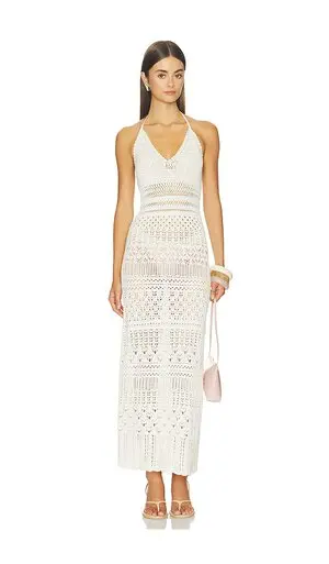 LoveShackFancy Massie Crochet Halterneck Maxi Dress
