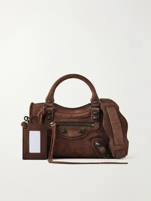 Balenciaga Le City Mini Suede Shoulder Bag - Brown