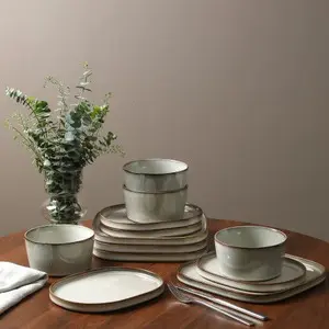 STONE + LAIN Cairo Stoneware 12-piece Dinnerware Set - Grey