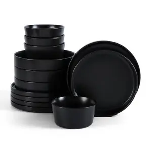 STONE + LAIN Celina Stoneware 12-piece Dinnerware Set - Black