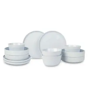 STONE + LAIN Celina Stoneware 12-piece Dinnerware Set - White