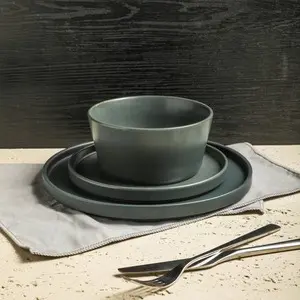 STONE + LAIN Celina Stoneware 16-piece Dinnerware Set - Gray Matte