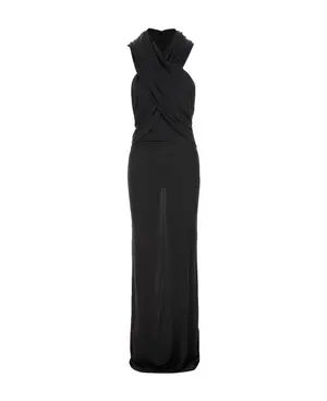 Saint Laurent Open-back Draped Hooded Maxi Dress