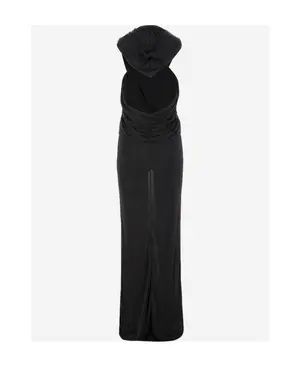 Saint Laurent Open-back Draped Hooded Maxi Dress