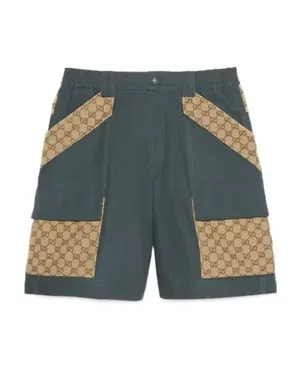 Gucci Cargo Monogrammed Shorts - Black