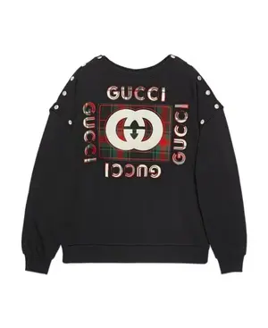 Gucci Retro Logo Pullover With Plaid Detail
