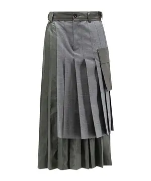 Sacai Pleated Layered Midi Skirt
