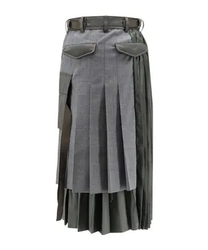 Sacai Pleated Layered Midi Skirt