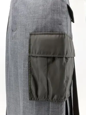 Sacai Pleated Layered Midi Skirt