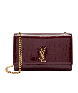 Saint Laurent Small Crocodile-effect Patent Leather Shoulder Bag - Red