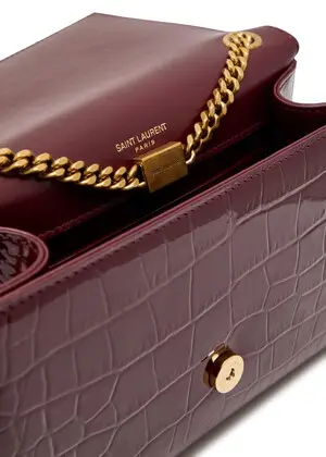 Saint Laurent Small Crocodile-effect Patent Leather Shoulder Bag