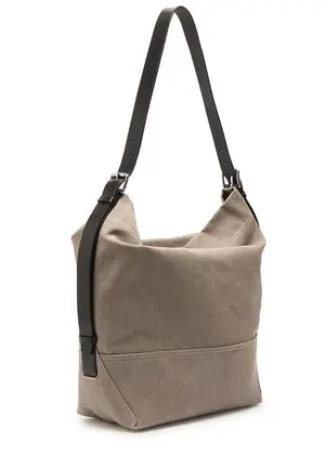 LEMAIRE Belted Leather And Canvas Tote