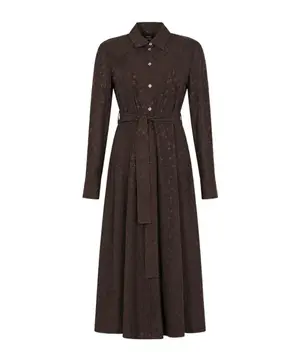 Pinko Long Shirt Dress With Mother-of-pearl Buttons And Tie Belt