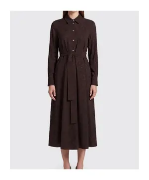 Pinko Long Shirt Dress With Mother-of-pearl Buttons And Tie Belt