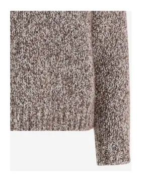 Bruno Manetti Mélange Crew Neck Knitted Sweater - Gray