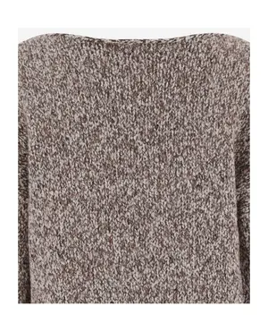 Bruno Manetti Mélange Crew Neck Knitted Sweater - Gray