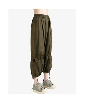 Y’s Elastic-waist Ruched Casual Trousers With Drawstring Detail