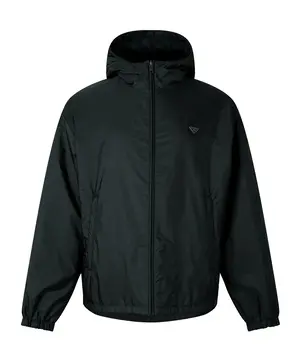 Prada Hooded Zip-up Windbreaker With Logo - Black/green