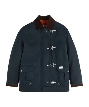 FAY 4 Ganci Coat With Corduroy Collar - Blue