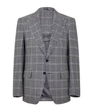 TOM FORD Houndstooth Blazer With Notch Lapels - Black