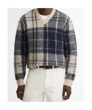 Barbour Plaid V-neck Sweater