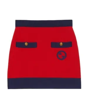 Gucci Cotton-silk Knitted Miniskirt With Double G Detail