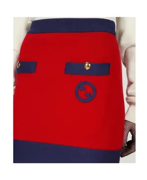 Gucci Cotton-silk Knitted Miniskirt With Double G Detail