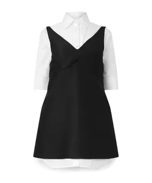Balenciaga Layered Shirt, Pinafore Dress, And Mini Skirt Set - Black
