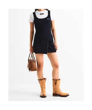Miu Miu Square-neck Ribbed Knit Tank Top - Black