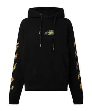 Off-White Cropped Hoodie With Maple Leaf Print