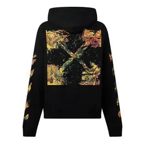 Off-White Cropped Hoodie With Maple Leaf Print
