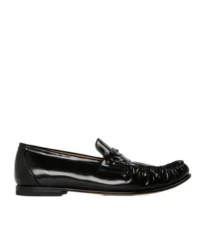 Fendi Glossy Ruched Loafer - Black
