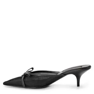 Miu Miu Low-heeled Mesh Slide Sandals With Bow Detailing