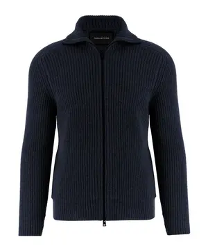 Tagliatore Ribbed-knit Zip-up Sweater