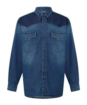 MAISON MARGIELA Splatterprint Longsleeve Denim Shirt