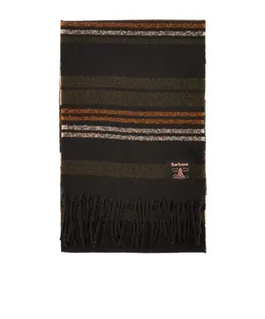 Barbour Striped Scarf - Forest Green