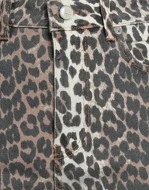 GANNI Leopard Print Washed Denim Bootcut Pants